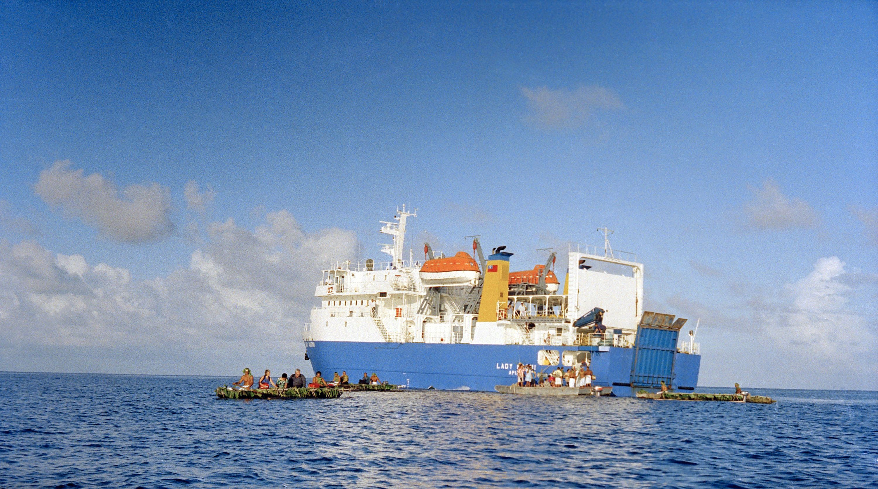 Visiting mission to Tokelau (2002): "Lady Naomi", chartered ferry-boat ...
